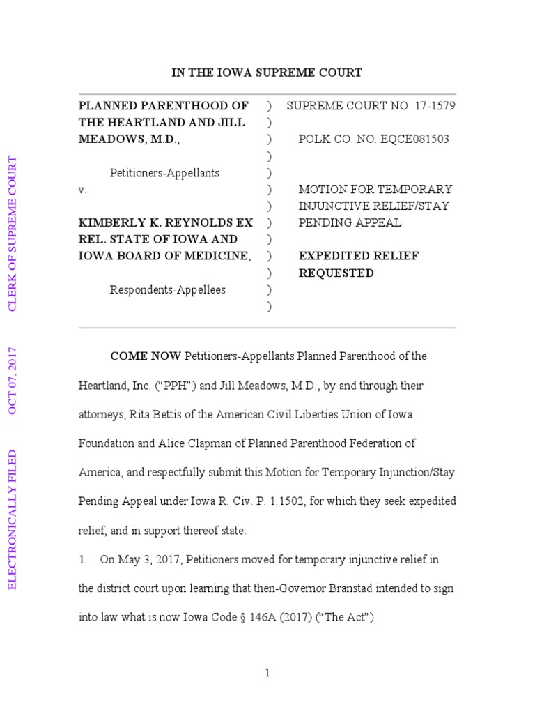Motion for Stay | Judgment (Law) | Injunction