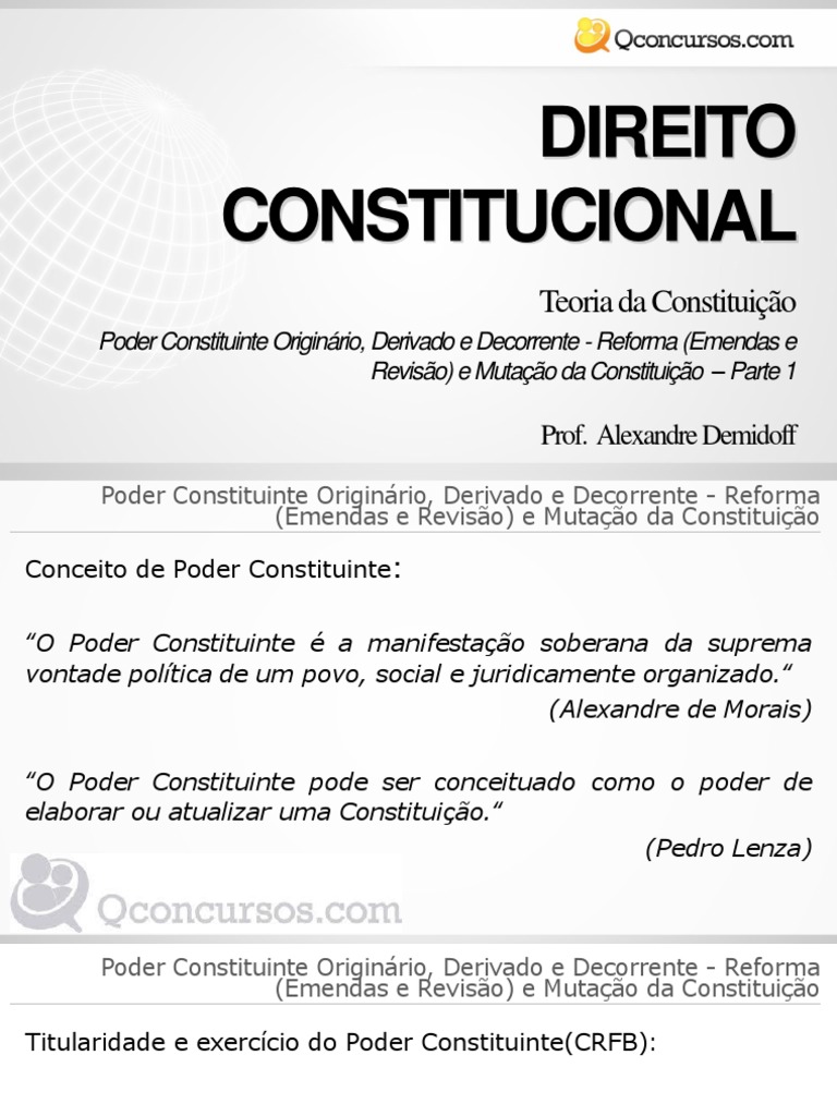 Os tipos de poder constituinte e suas características segundo a teoria constitucional | PDF ...