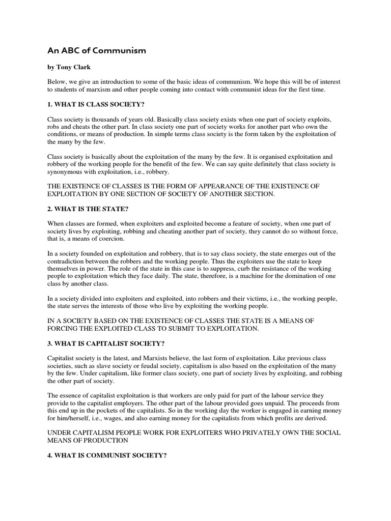 An ABC of Communism | PDF | Communism | Working Class