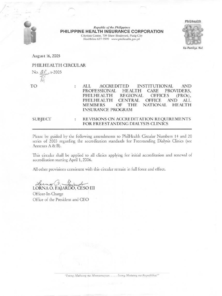 HD - PhilHealth Accreditation.pdf | Hemodialysis | Nephrology