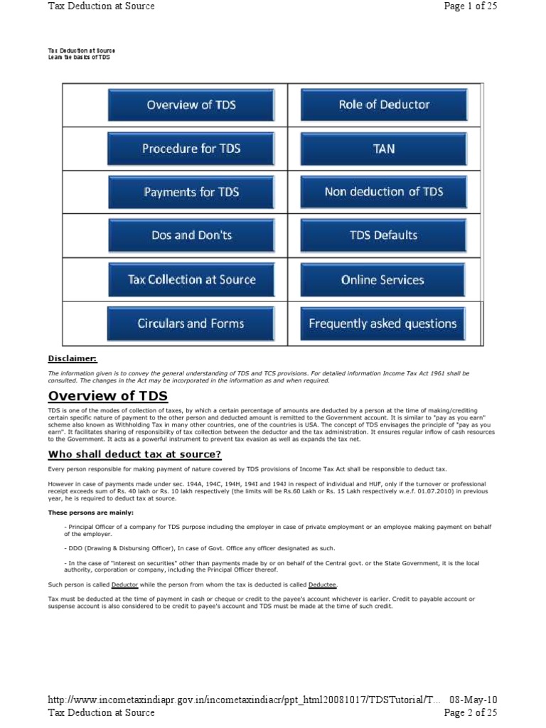Tds Tutorials | PDF | Income Tax | Taxes