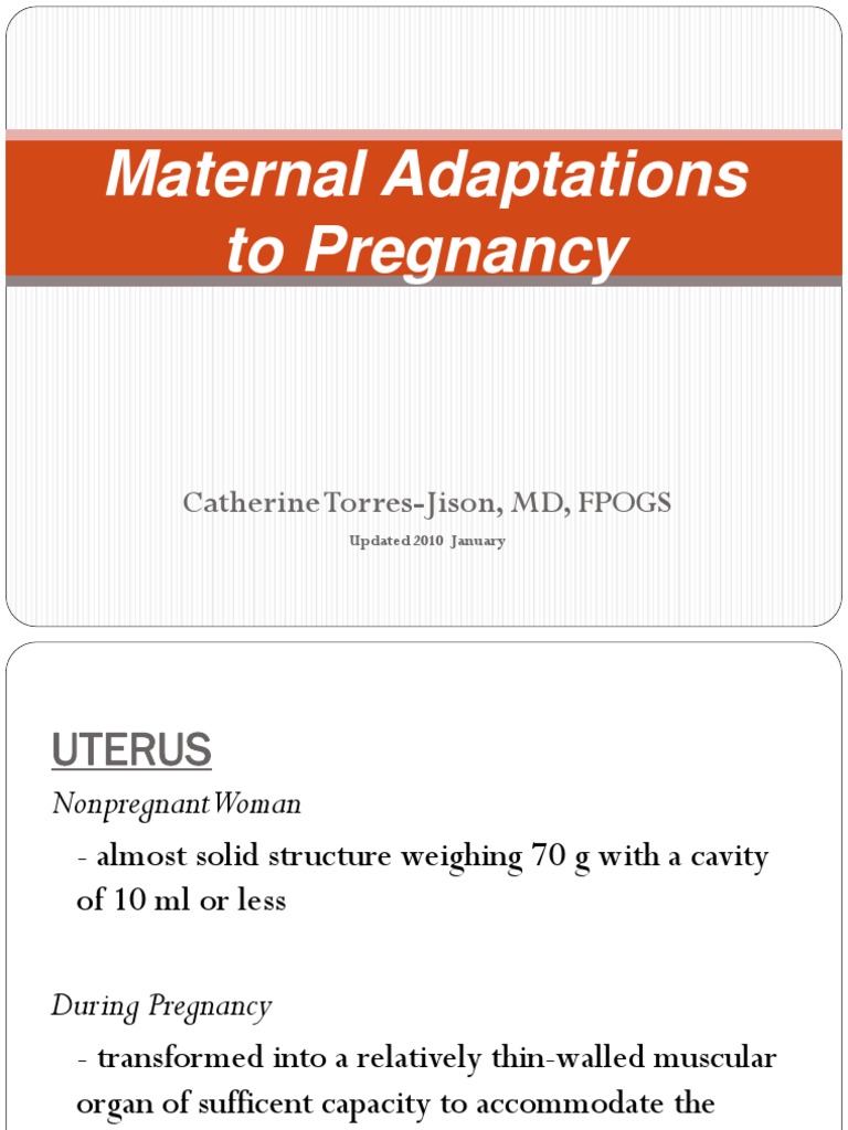 5 Maternal Adaptations To Pregnancy by Dr. Catherine Torres-Jison | PDF ...
