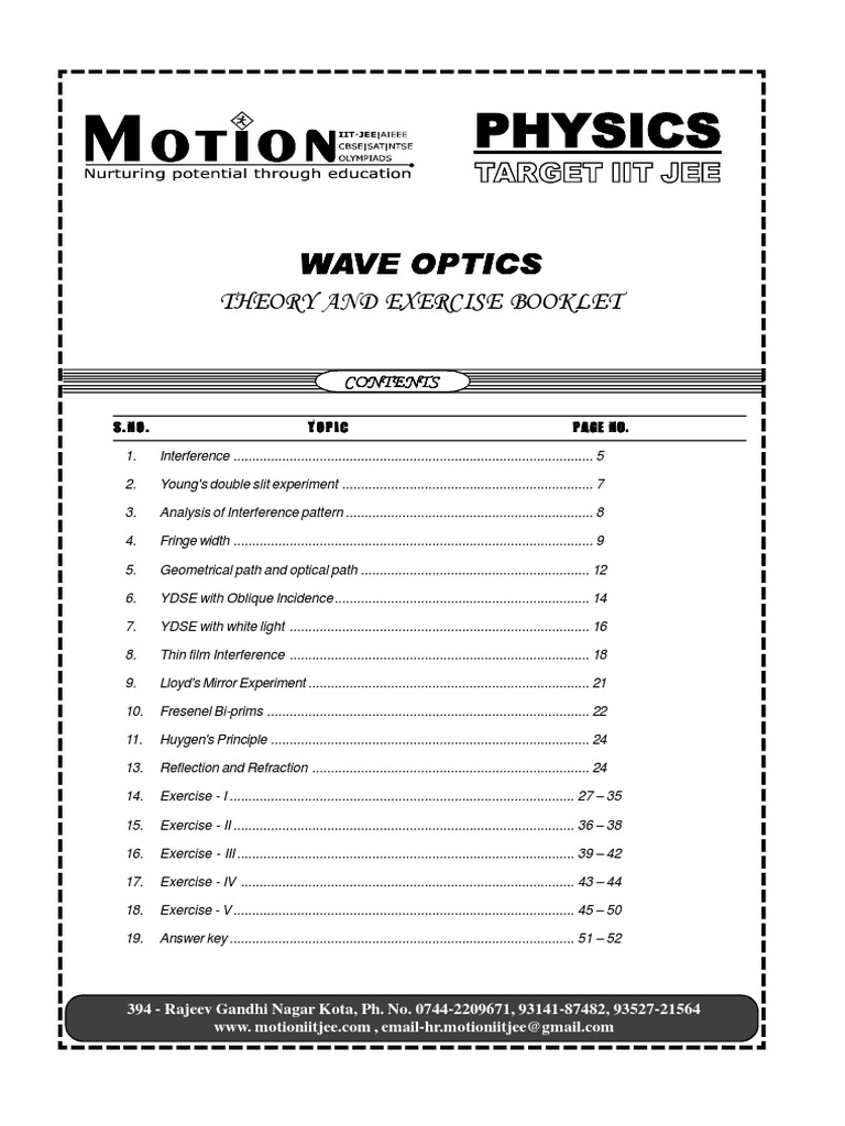 Wave Optics Theory | PDF | Interference (Wave Propagation) | Wavelength