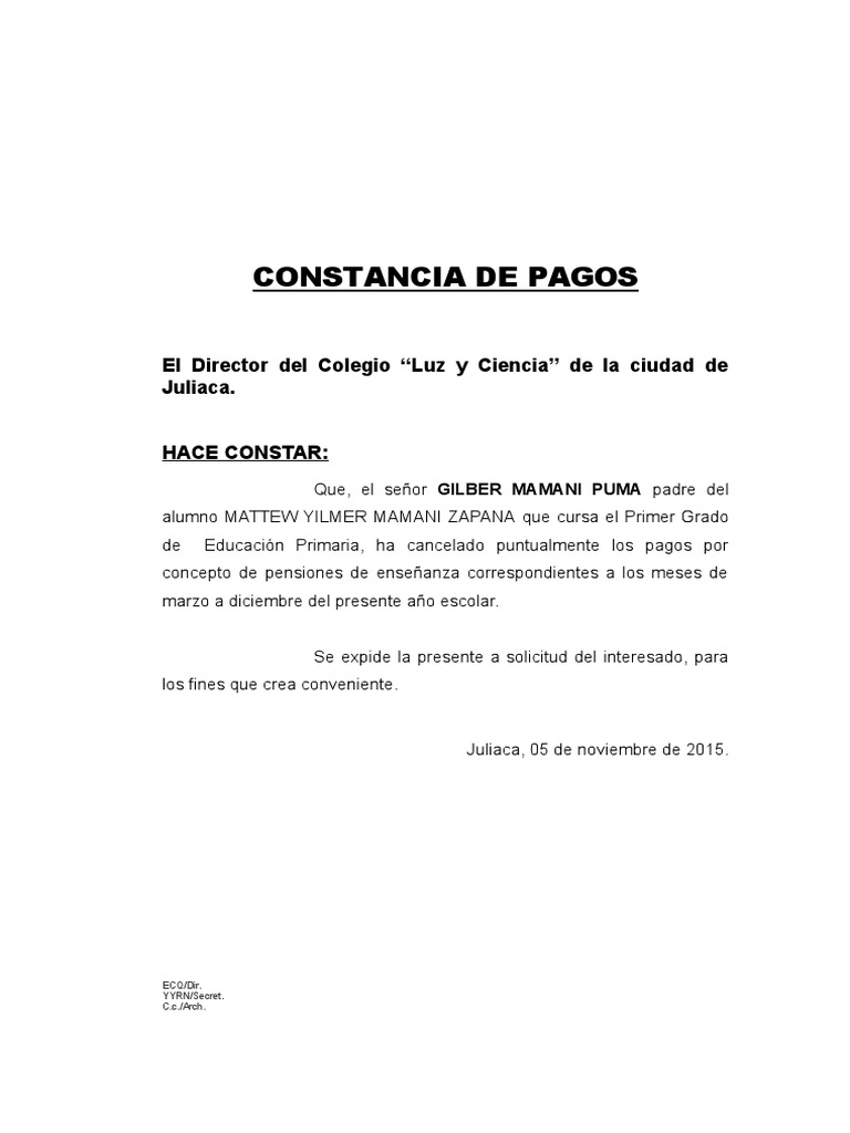 Constancia de Pagos