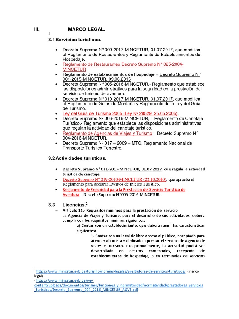 Marco Legal Del Turismo | PDF | Turismo | Servicios (economía)