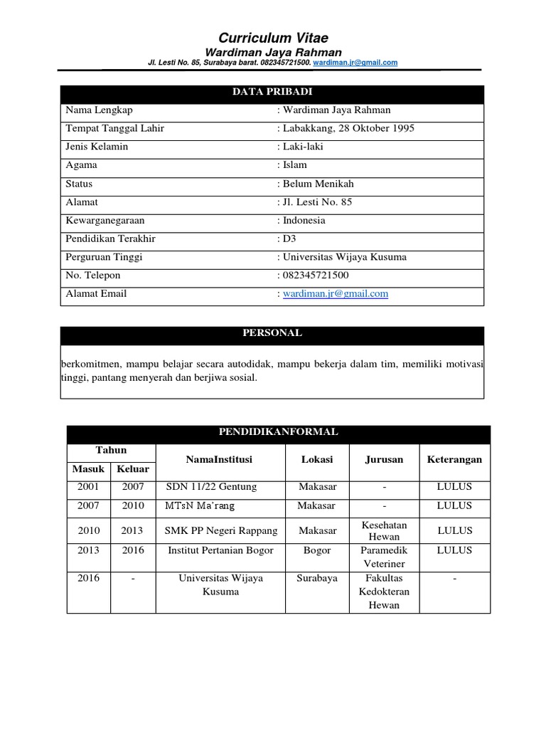 CV Wardiman Jaya Rahman | PDF
