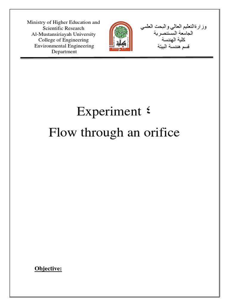 Experiment 4 Flow Through An Orifice | PDF | Fluid Dynamics | Continuum ...