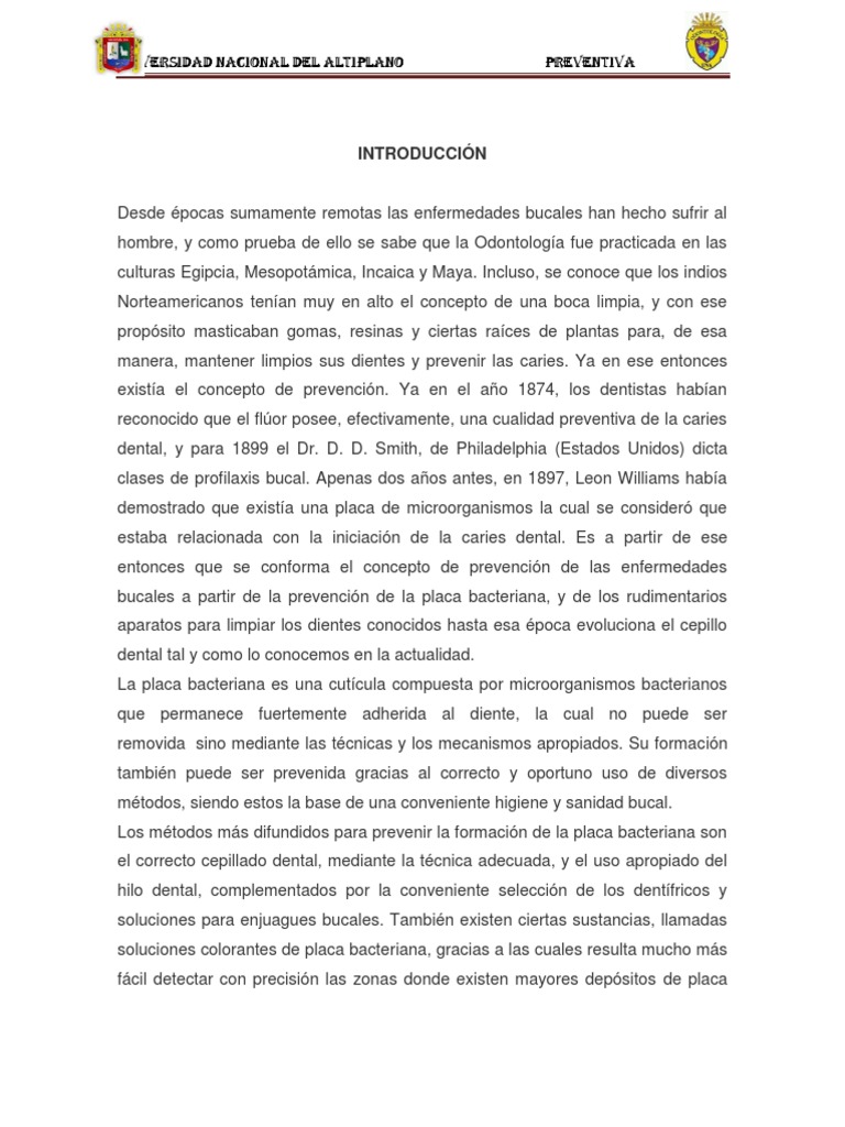 Introducción Control de Placa | PDF | Odontología | Boca