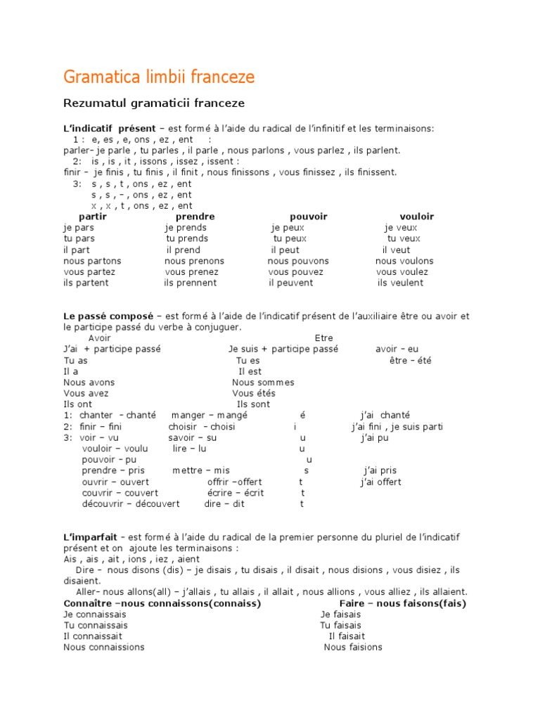 Limba Franceze | PDF | Temps (grammaire) | Pronom