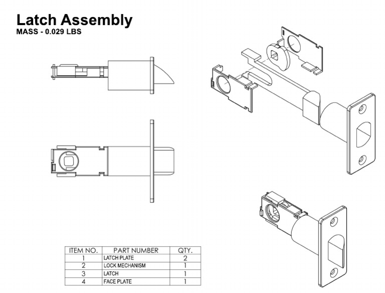 Latch Assembl Y: Mass - 0. 029 LBS | PDF