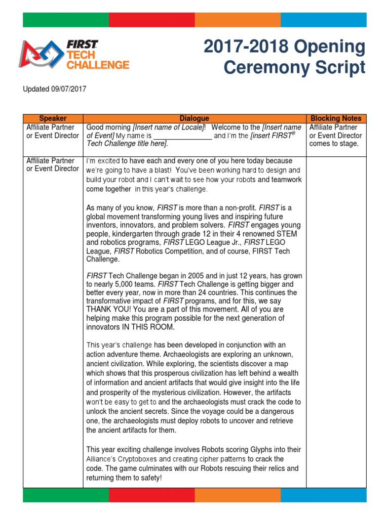 Opening Ceremony Script | PDF | Science | Science And Technology