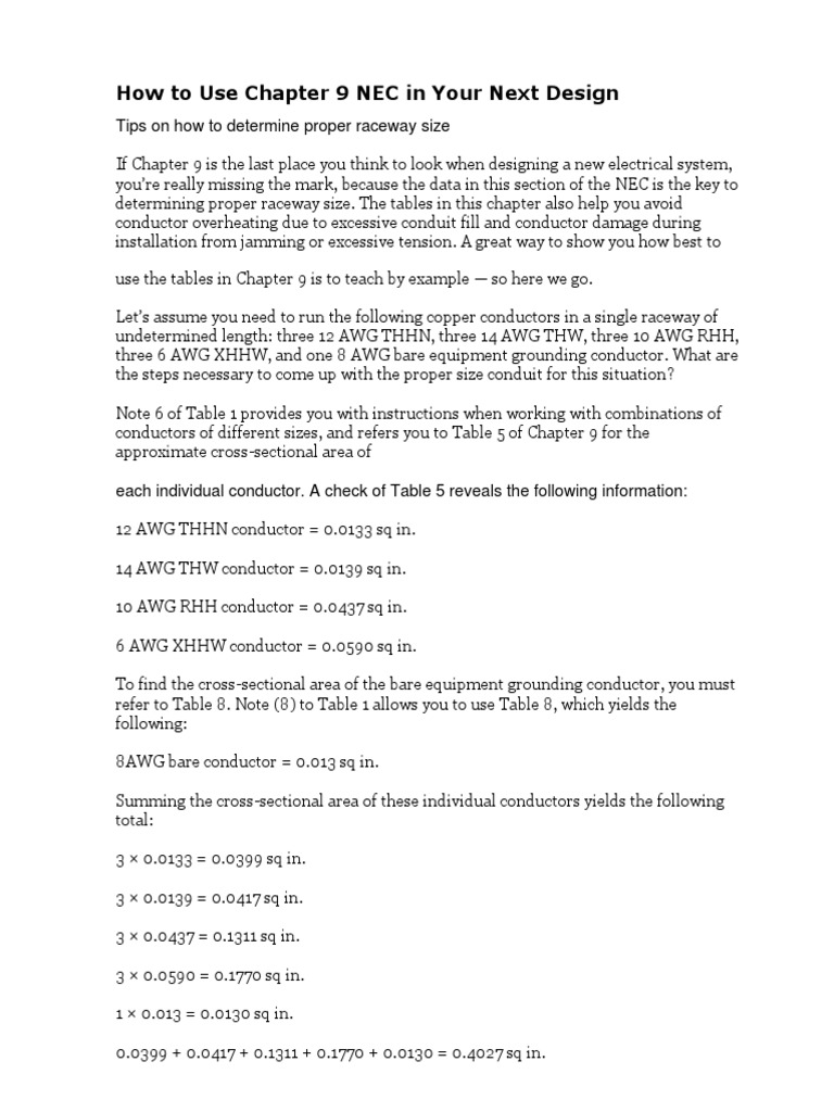 How To Use Chapter 9 NEC in Your Next Design | PDF | Electrical ...