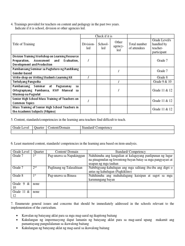 Survey Form Filipino | PDF | Traditions | Curriculum