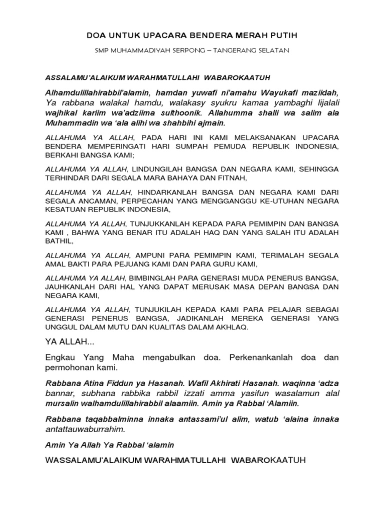 Doa Untuk Upacara | PDF | Ilmu Sosial | Agama & Spiritualitas