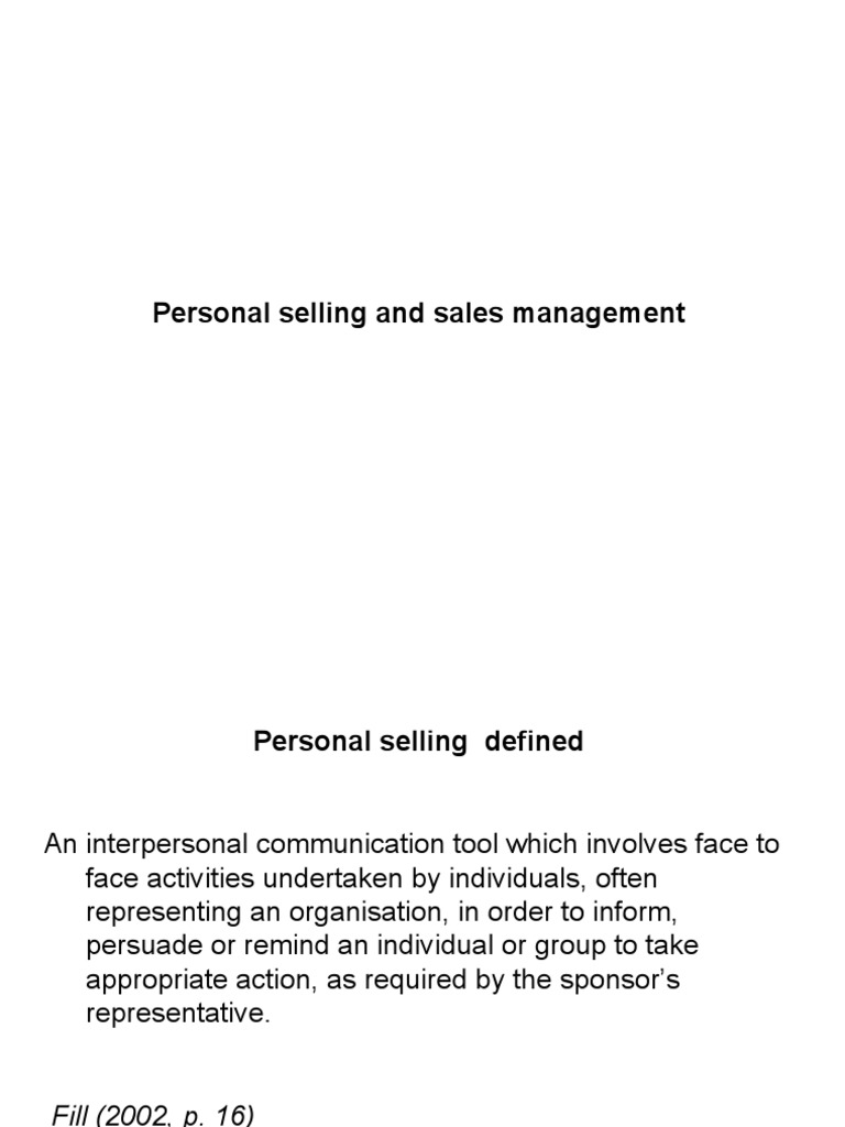 Personal selling and sales management overview | PDF | Sales ...