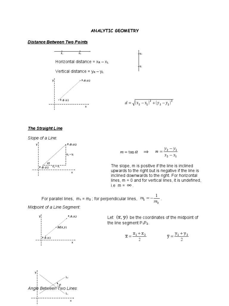 Analytic Geometry Concepts and Formulas | PDF | Ellipse | Manifold