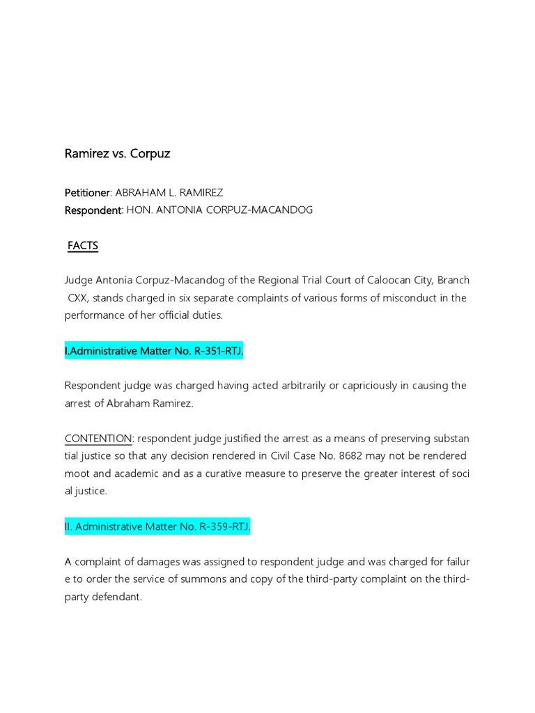 Ramirez V Corpuz | PDF | Complaint | Lawsuit