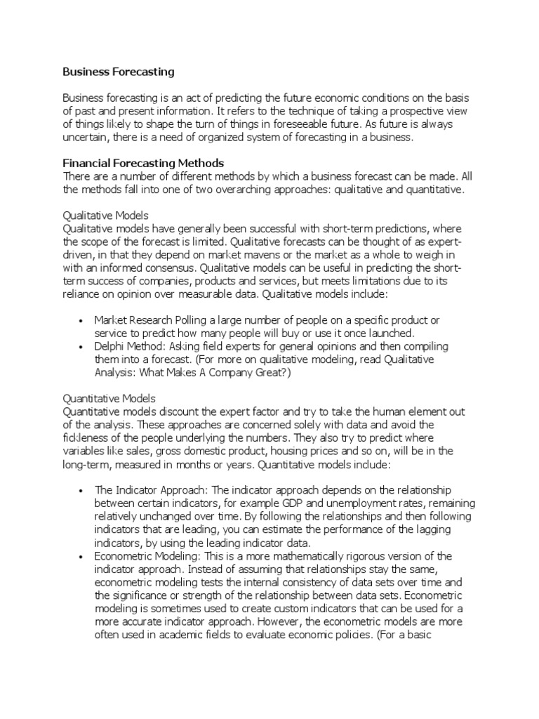 Business Forecasting | PDF | Forecasting | Econometrics