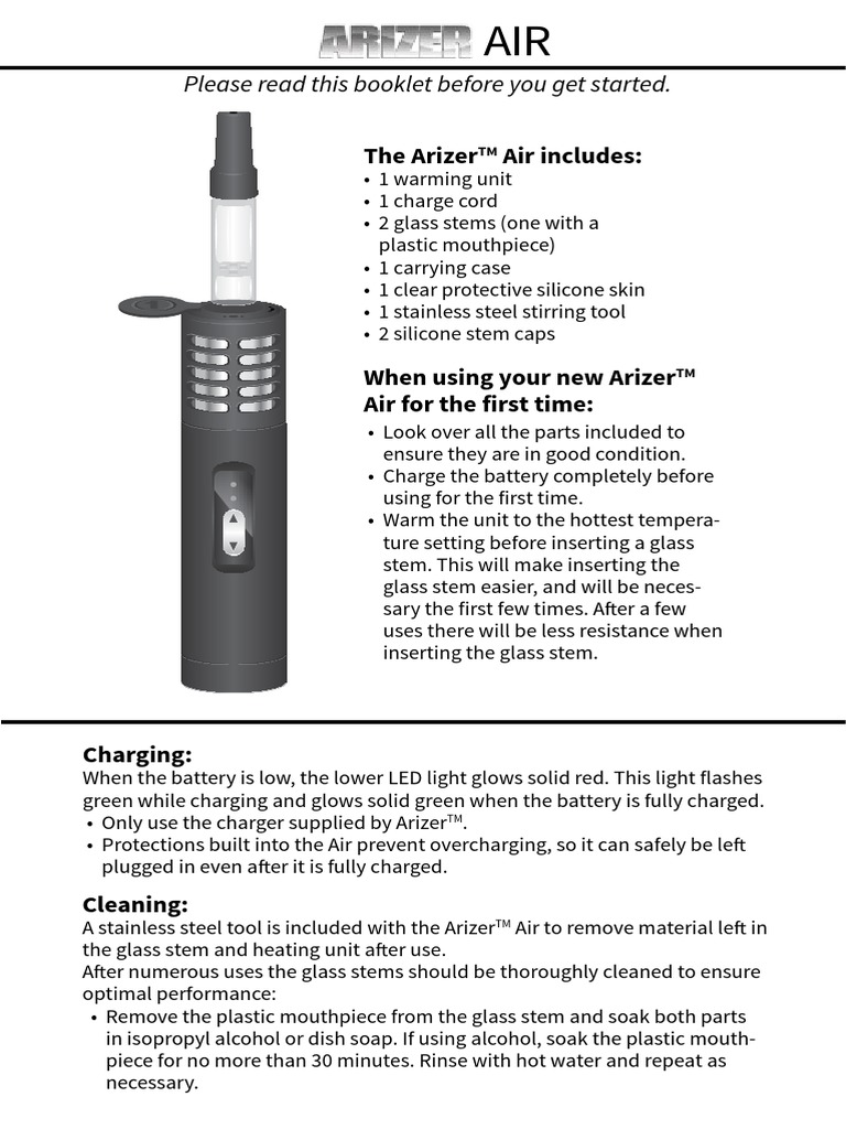 Arizer Air Manual - Planet of The Vapes | PDF | Battery Charger ...