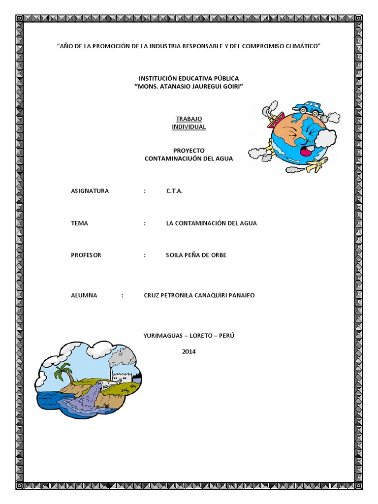 Proyecto Contaminacion Del Agua | PDF | Energía solar | Agua