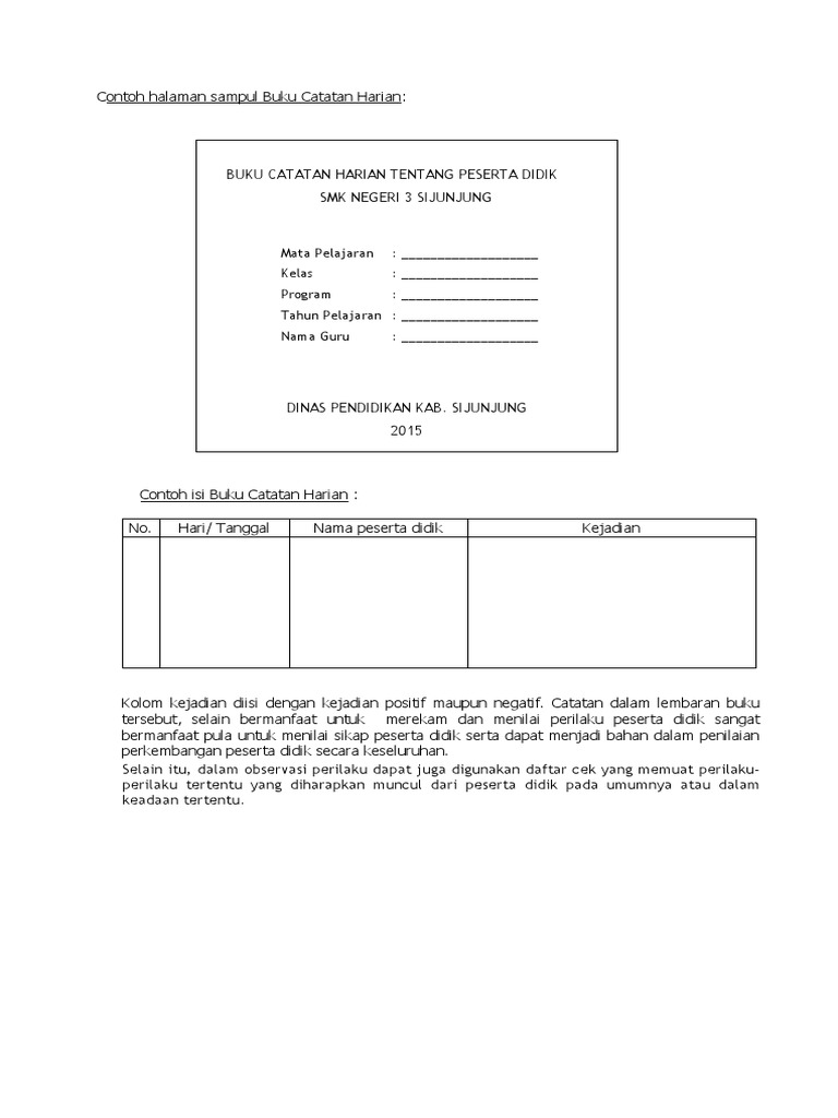 Iza - Contoh Buku Catatan Harian | PDF