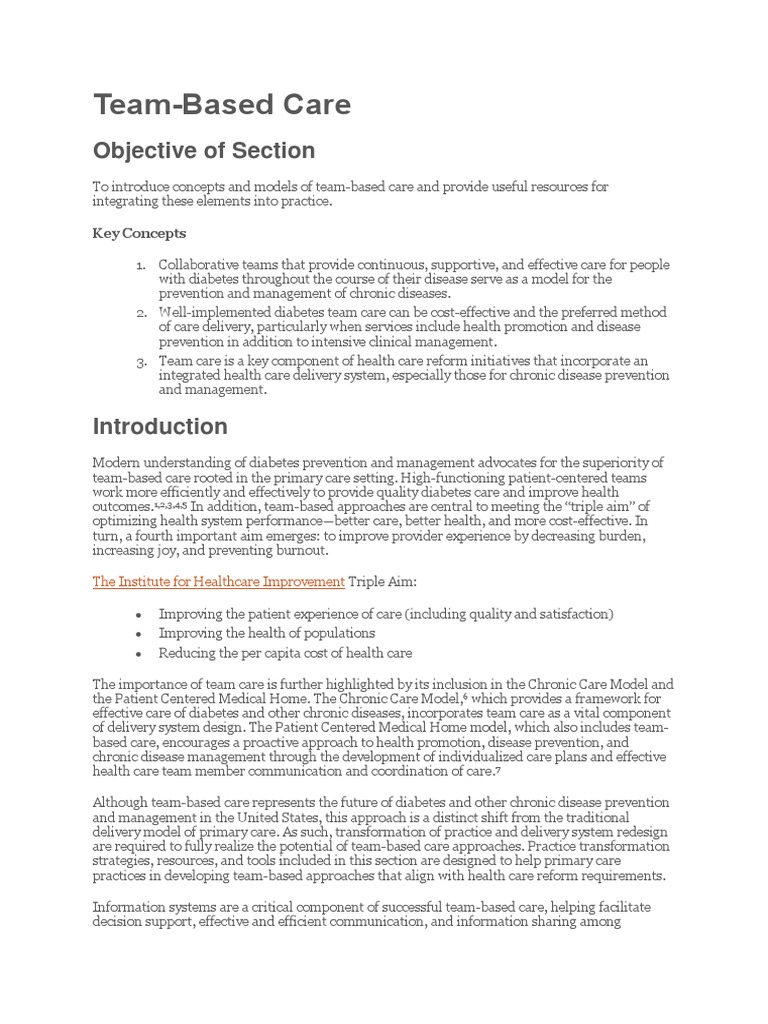 Team-Based Care: Objective of Section | PDF | Preventive Healthcare ...