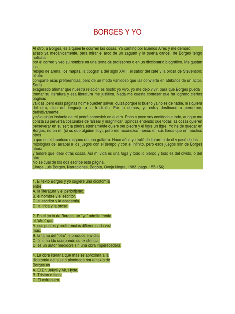 Borges y Yo | PDF | Monogamia | Amor