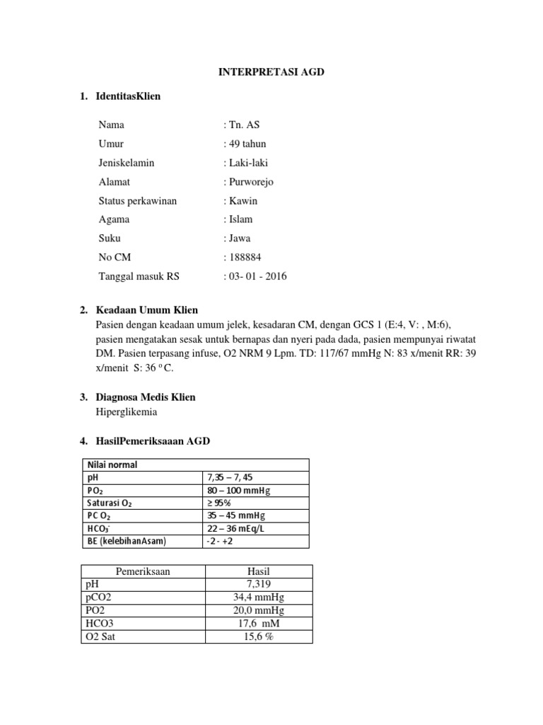 Interpretasi AGD Pasien Diabetes | PDF