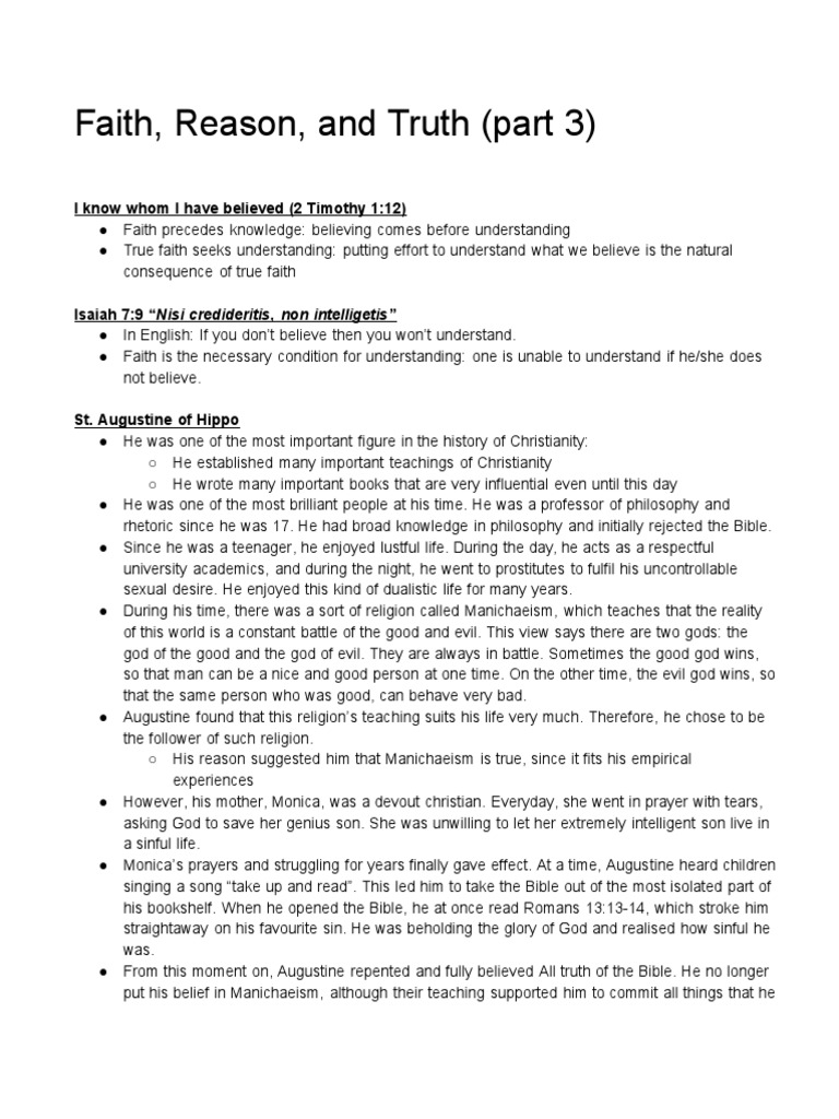 Faith and Reason in Augustine's Journey | PDF | Faith | Augustine Of Hippo