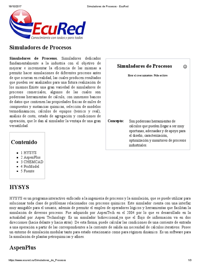 Simuladores de Procesos - EcuRed | PDF | Simulación | Software