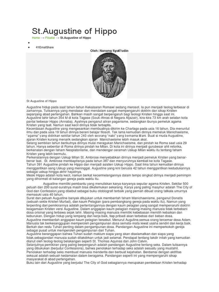 ST Augustine of Hippo | PDF | Agama & Spiritualitas