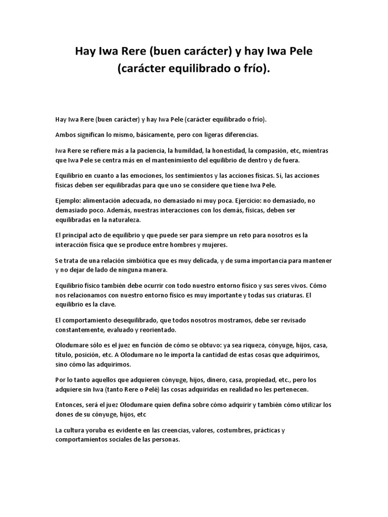 Iwa Rere y Iwa Pele | PDF | Moralidad | Sociedad
