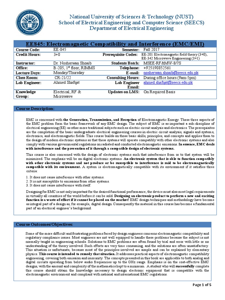 EMC/EMI Course Outline | PDF | Electromagnetic Compatibility ...