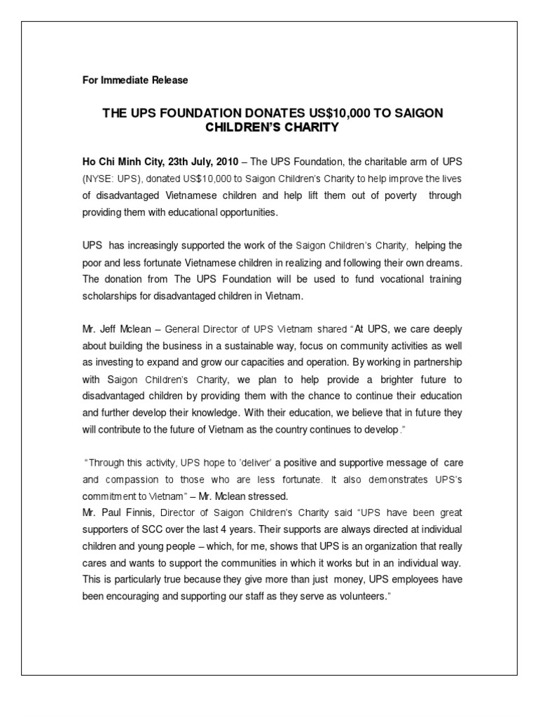 Press Release - UPS & SCC | PDF