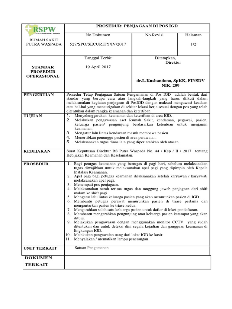Sop Penjagaan IGD | PDF