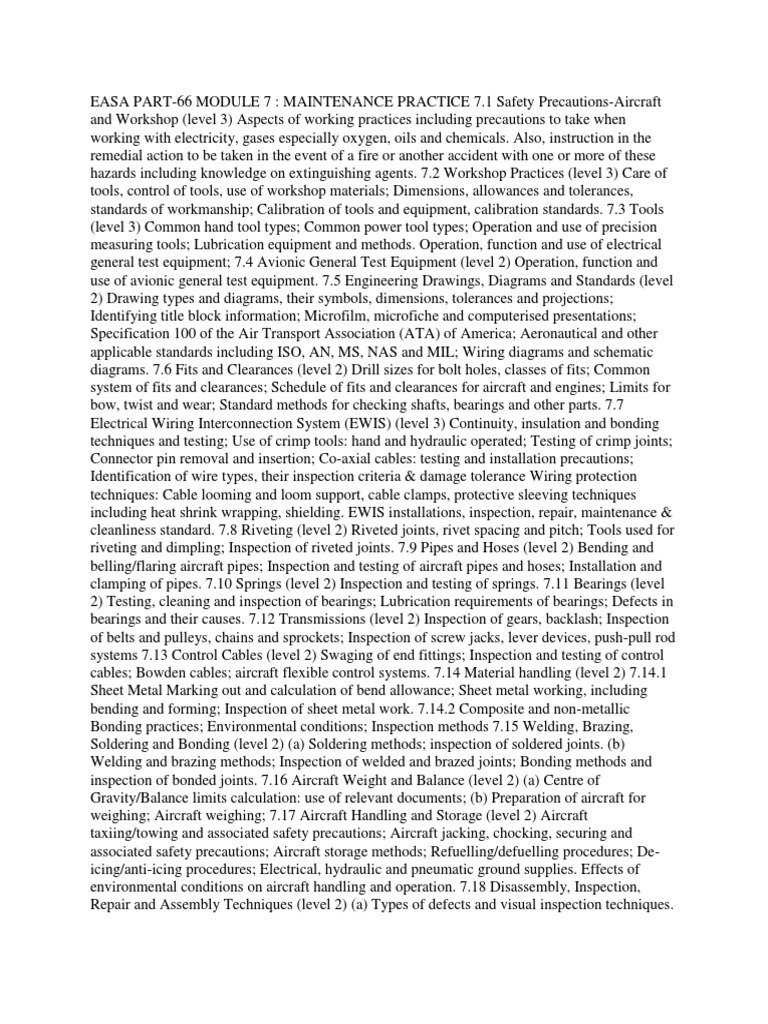 EASA Part-66 Module 7: Maintenance Practices | PDF | Engineering Tolerance | Pipe (Fluid Conveyance)