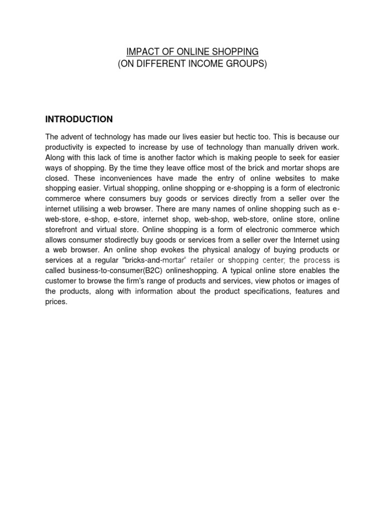 Impact of Online Shopping in Different Income Group | PDF | Online ...