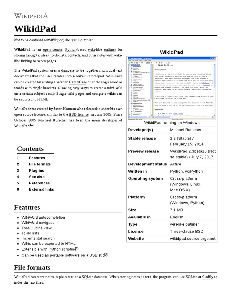 Wikid Pad | PDF | Wiki | Application Software