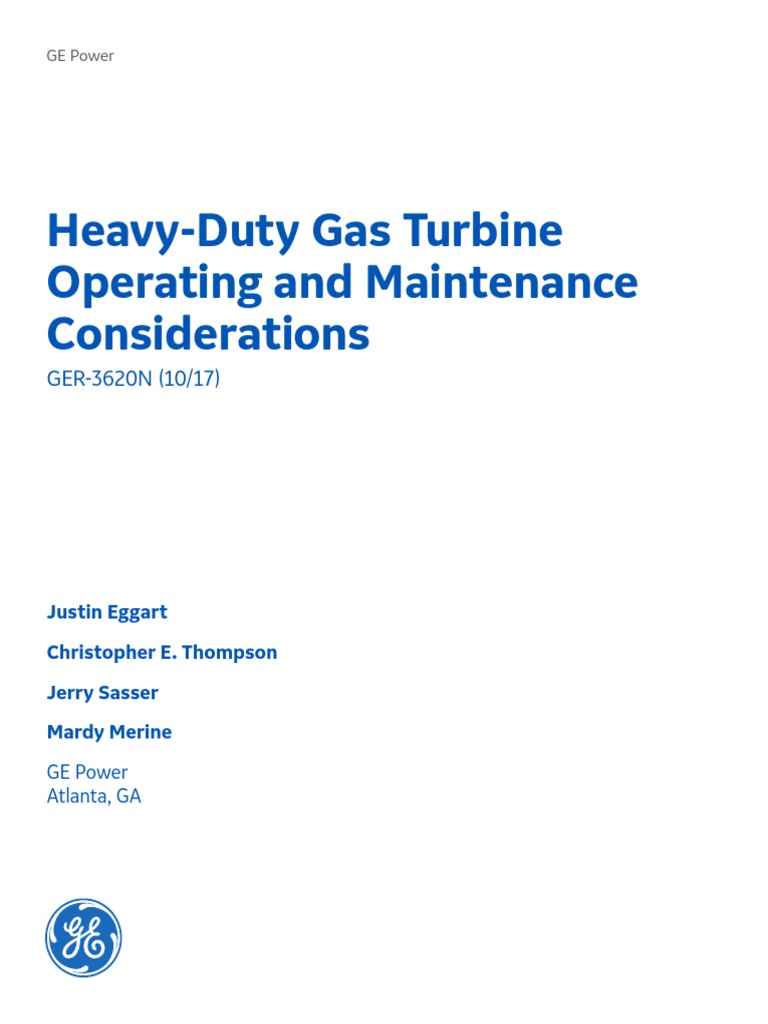 Ger 3620n Heavy Duty Gas Turbine Operationg Maintenance Considerations ...