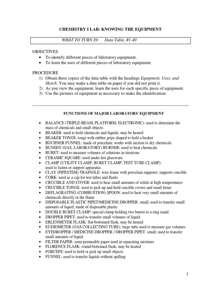 Lab Equipment Identification | PDF | Laboratories | Laboratory Equipment