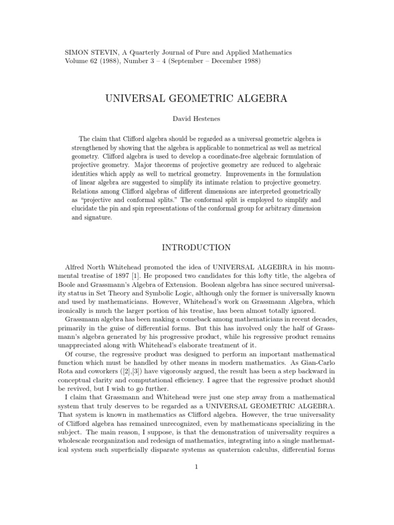 Universal Geometric Algebra | PDF | Projective Geometry | Vector Space