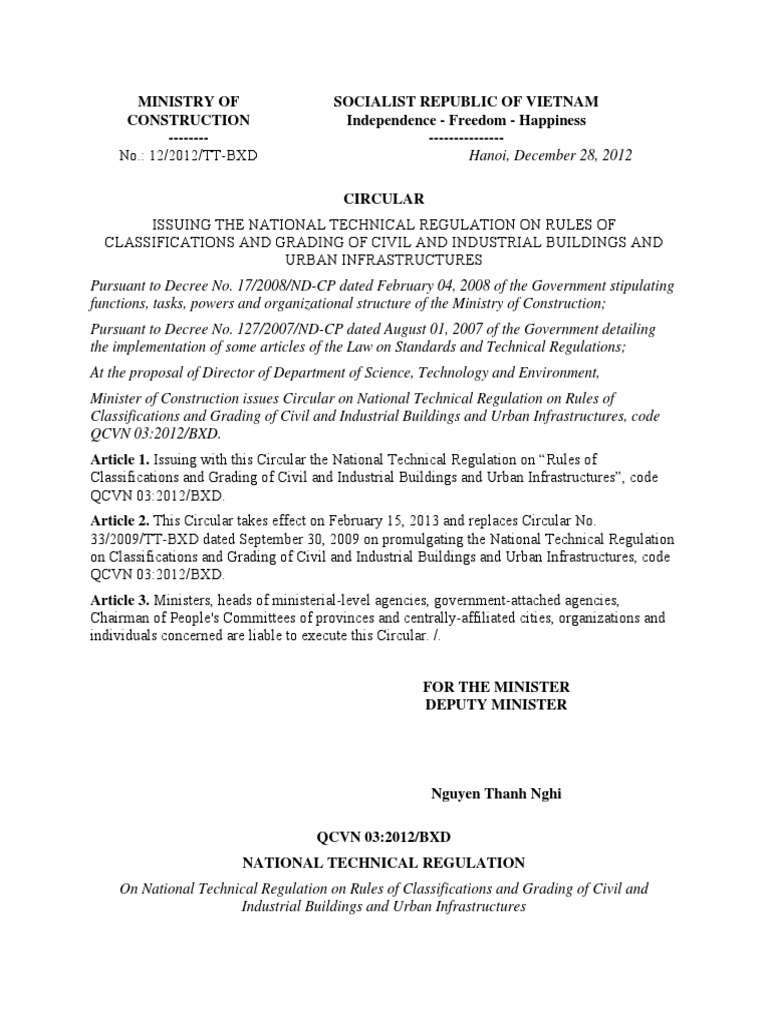 QCVN 03-2012BXD English PDF | PDF | Structural Load | Natural Gas