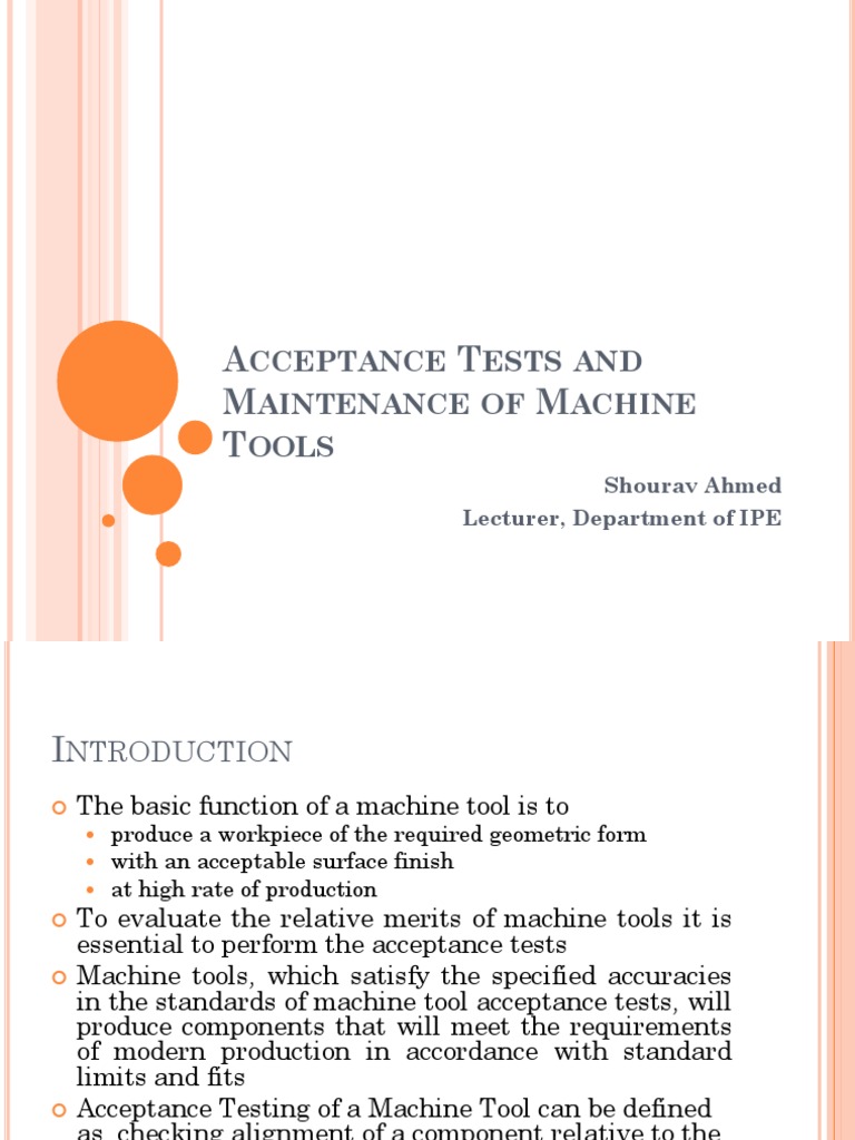Acceptance Tests and Maintenance of Machine Tools | PDF | Machining ...
