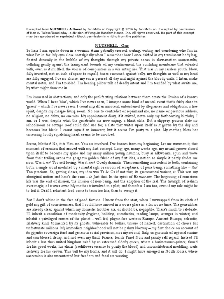 Nutshell Excerpt | PDF | Mystery, Thriller & Crime Fiction | Poetry