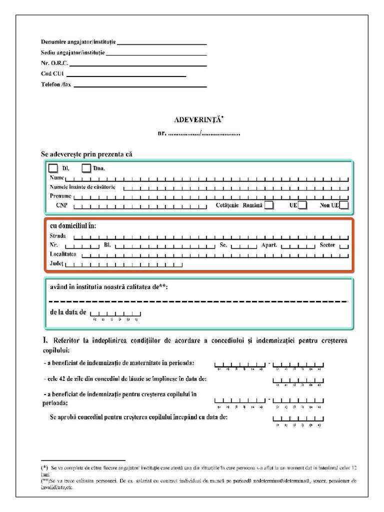 Adeverinta Model 2016-1 | PDF