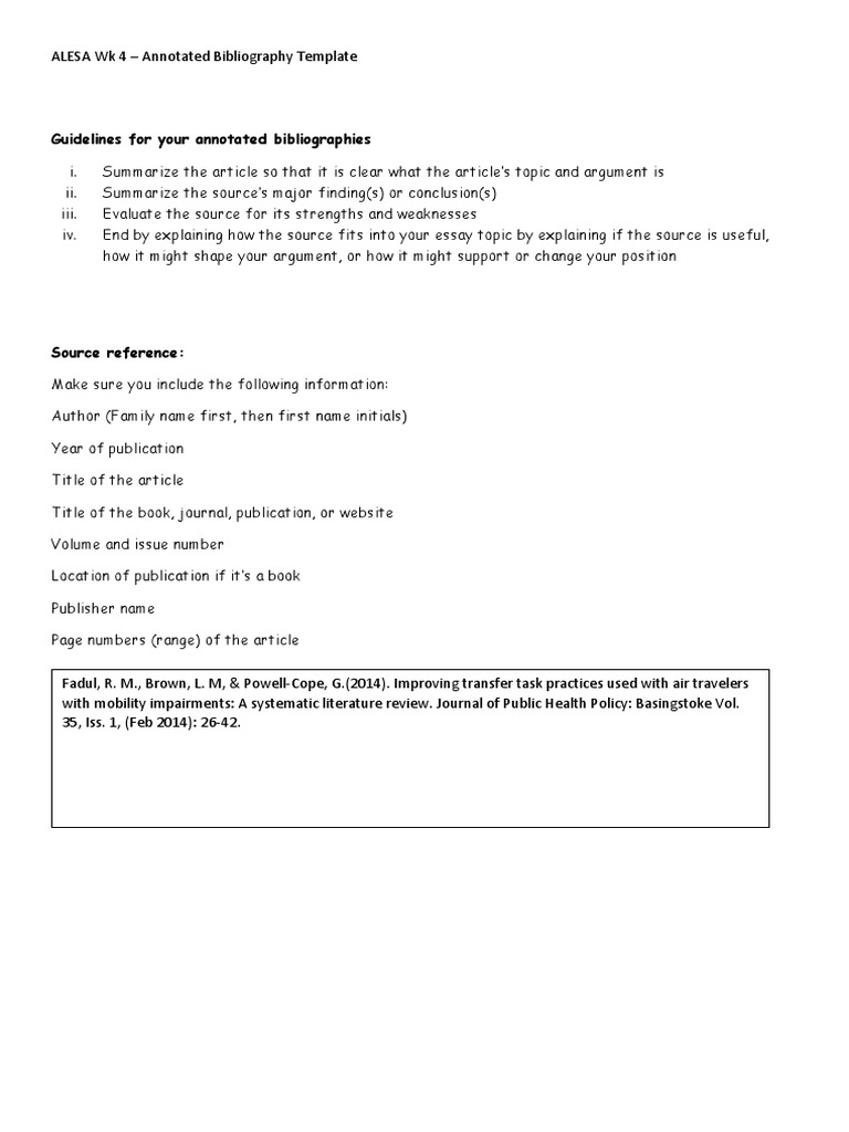 Annotated Bibliography Template Guide | PDF | Science