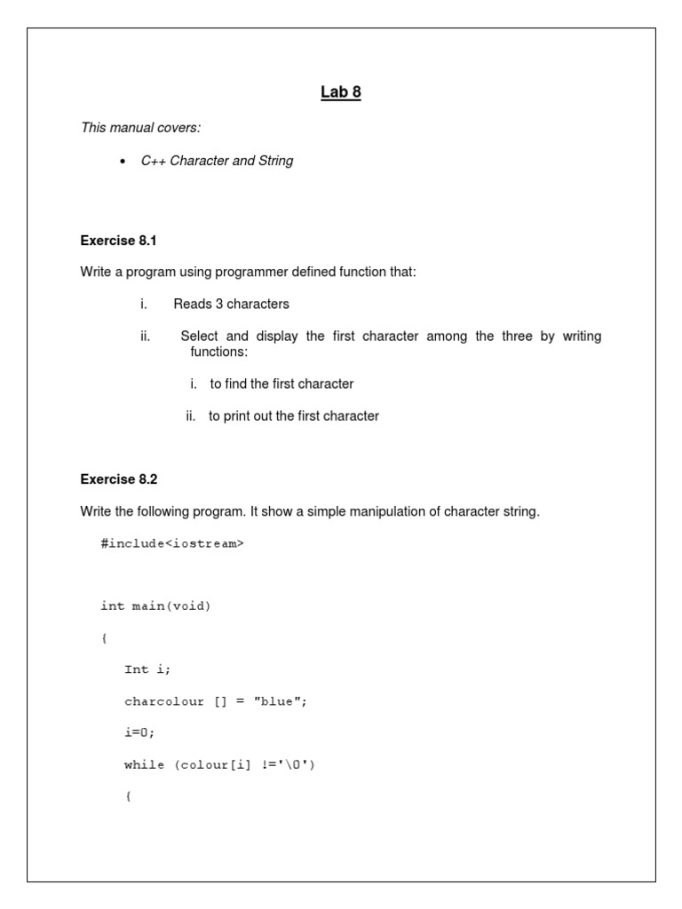This Manual Covers:: Exercise 8.1 | PDF | Array Data Structure | String ...