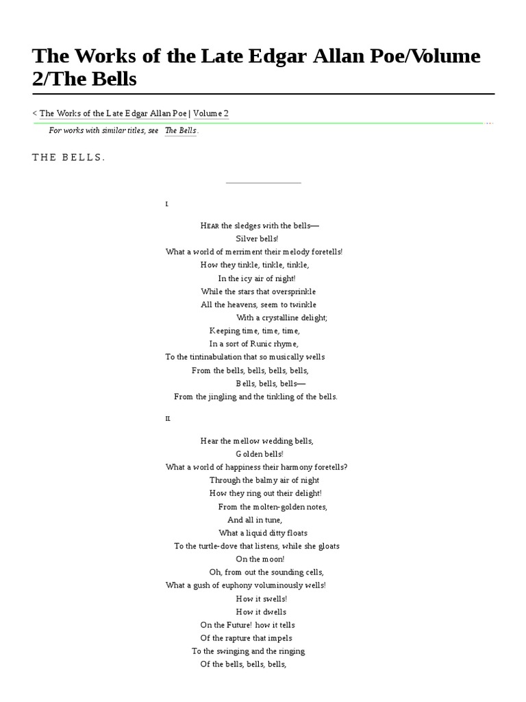 (1848) The Bells (Edgar Allan Poe) | PDF | Leisure | Entertainment ...