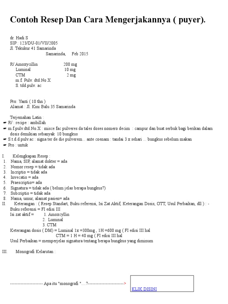 Contoh Resep Puyer Amoxicillin | PDF