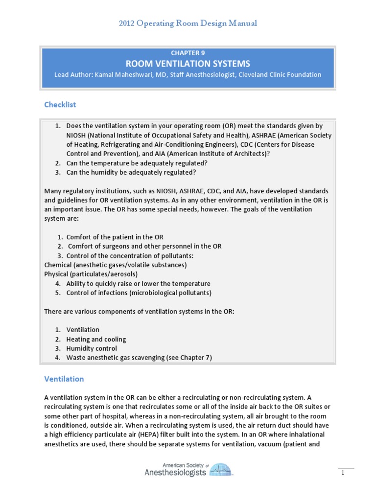Room Ventilation Systems: Checklist | Download Free PDF | Ventilation ...